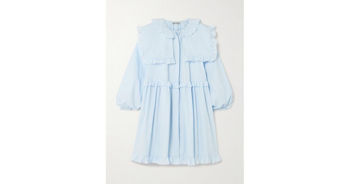 Molly Goddard Lizzie Ruffled Cotton Mini Dress in Blue | Lyst