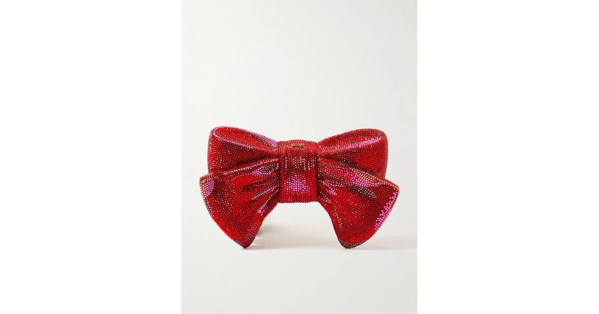 Judith Leiber Bow Just For You Crystal-Embellished-Tone Clutch in Red ...