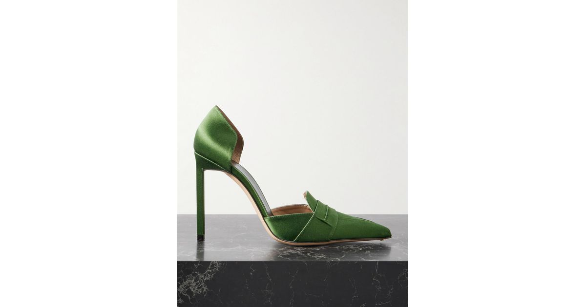 Tom Ford Eva D'Orsay Satin Pumps in Green | Lyst UK
