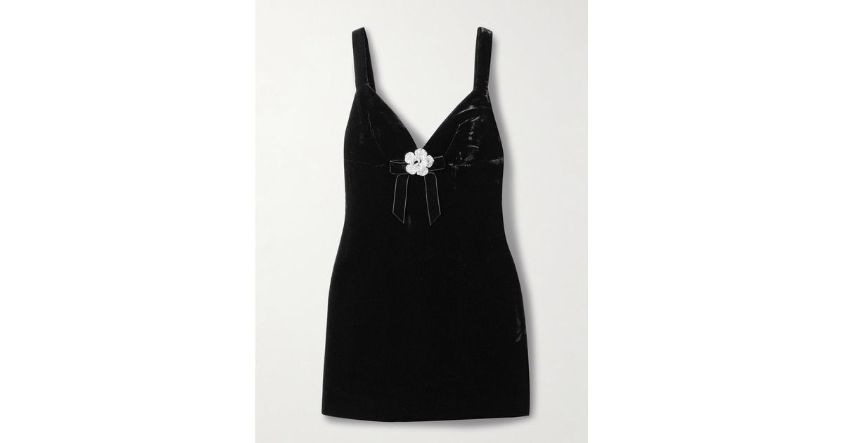 Cara Cara Gracie Embellished Velvet Mini Dress in Black | Lyst
