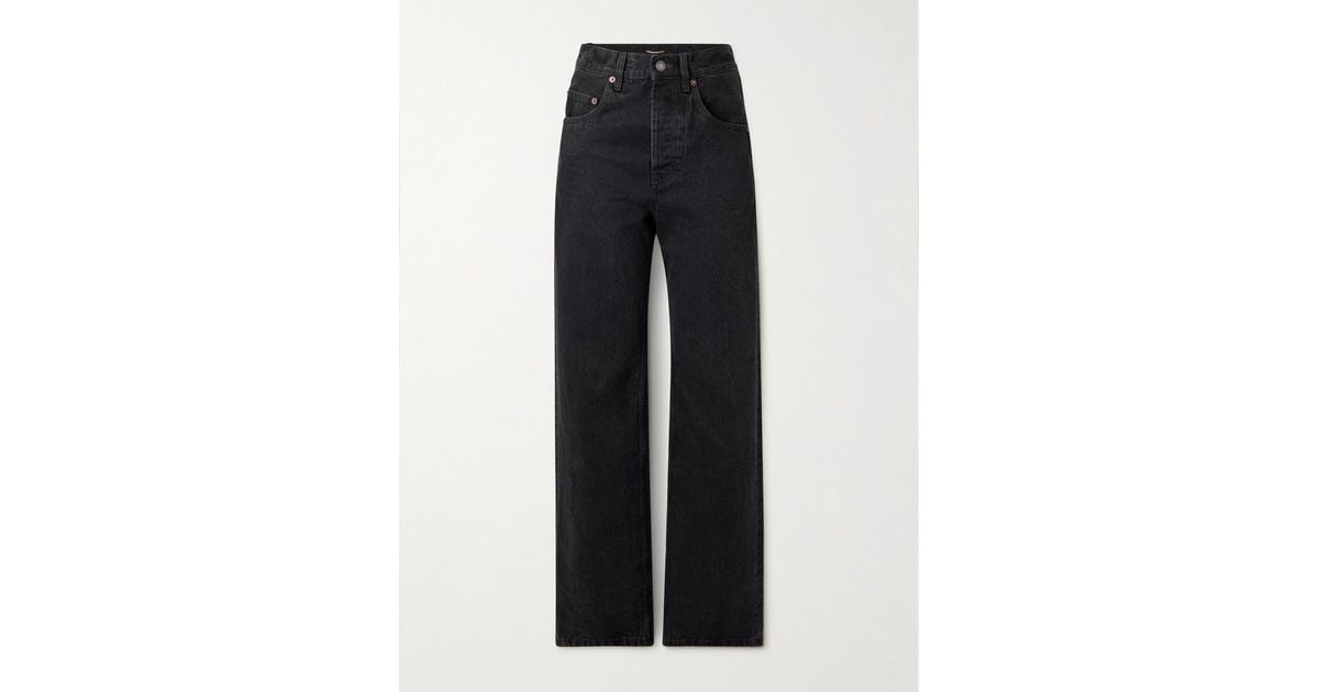 Saint Laurent 90S Baggy High-Rise Wide-Leg Jeans in Black | Lyst