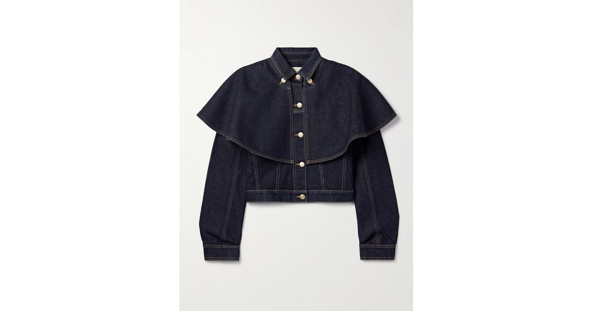 Ulla Johnson The Anais Convertible Cape-Effect Denim Jacket in Blue | Lyst