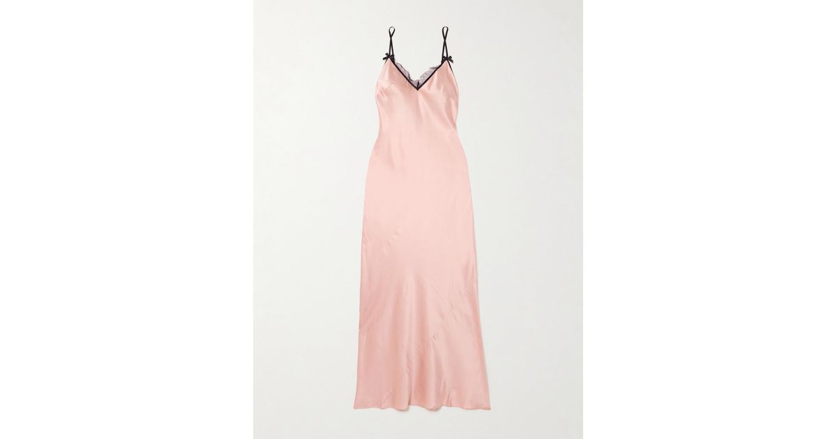 Agent Provocateur Sammi Leavers Lace-Trimmed Stretch-Silk Satin Chemise ...