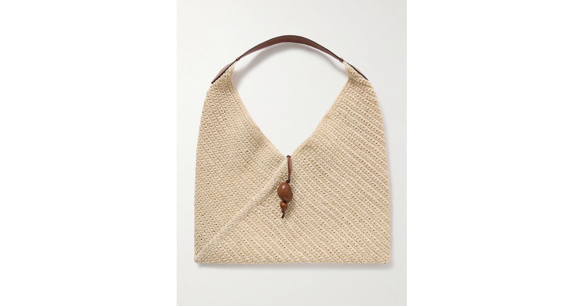 Hunting Season Origami Medium Leather-Trimmed Fique Shoulder Bag in ...