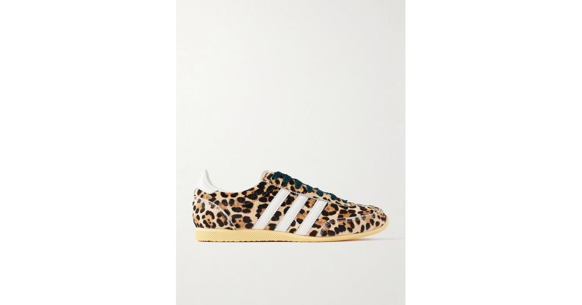 adidas Originals Japan Leather-Trimmed Leopard-Print Calf Hair Sneakers ...