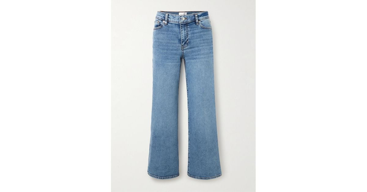 FRAME Le Pixie Slim Palazzo High-Rise Wide-Leg Stretch Jeans in Blue | Lyst