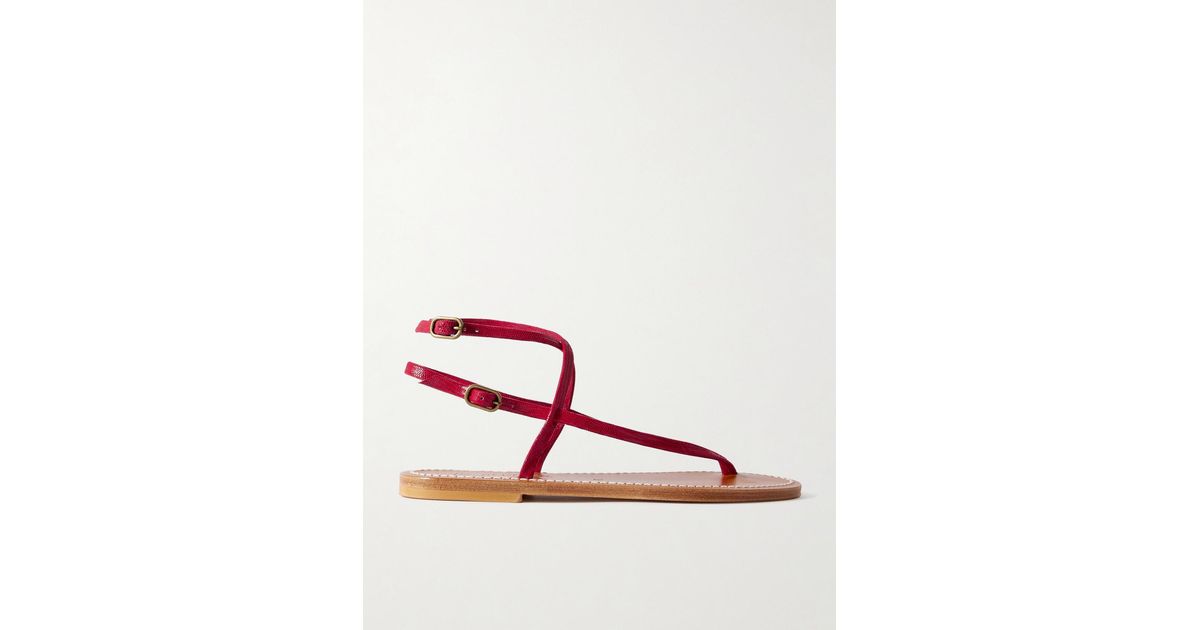 K. Jacques Abako Lizard-Effect Leather Sandals in Red | Lyst