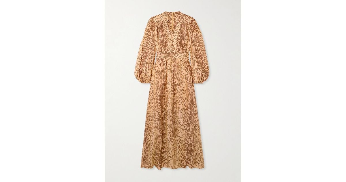 Zimmermann Cascadian Leopard-Print Linen Maxi Dress in Natural | Lyst UK
