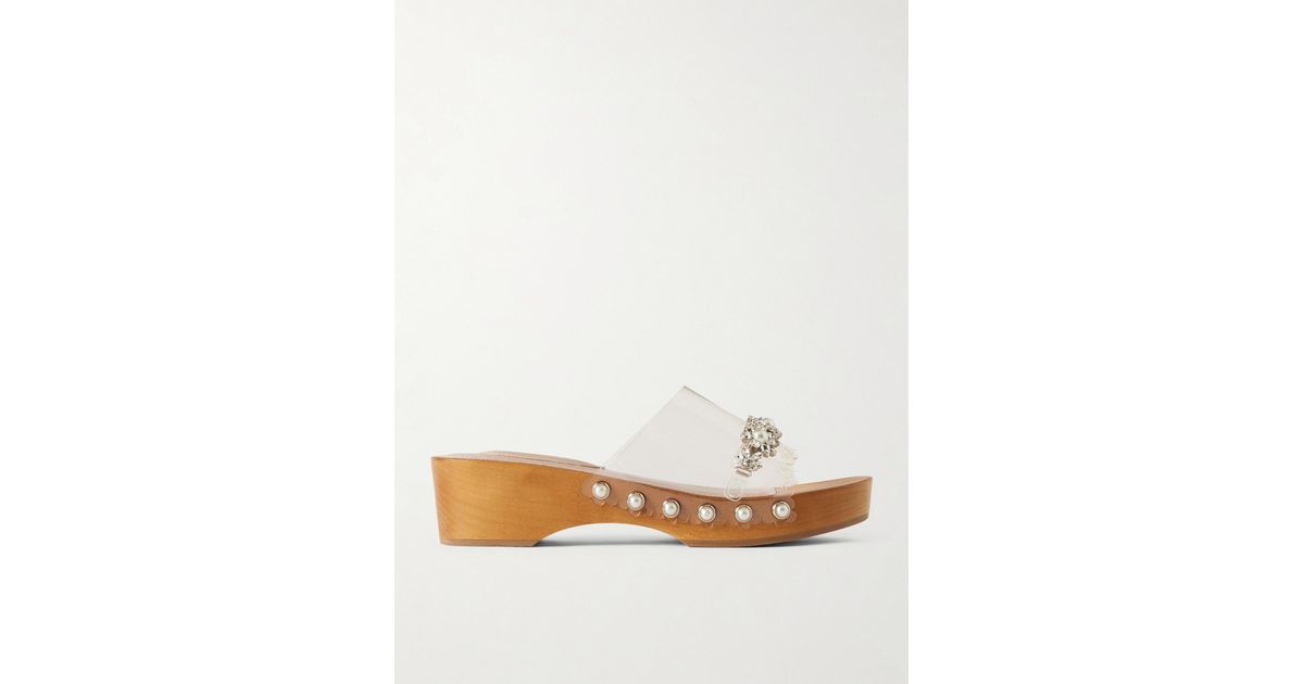Simone Rocha Crystal-Embellished Pu Clogs in Natural | Lyst UK