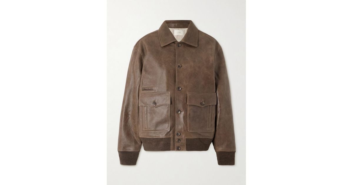 Aimé Leon Dore Leather Jacket in Brown | Lyst UK