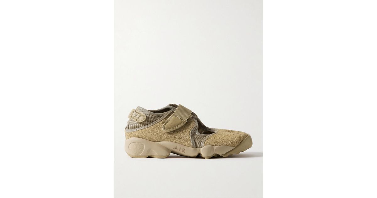 Nike Air Rift Split-Toe Brushed-Suede And Mesh Sneakers in Natural | Lyst
