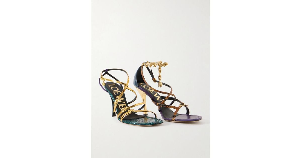 Loewe New Comic Mirrored And Snake-Effect Leather Sandals | Lyst UK