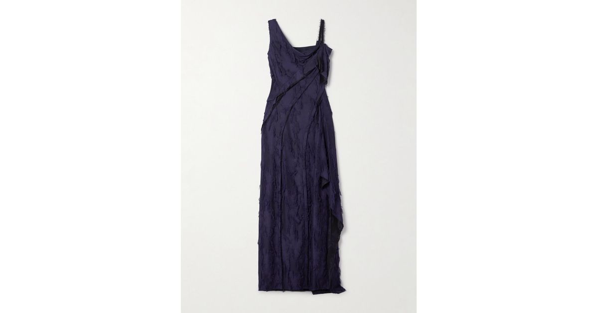 Jason Wu Asymmetric Fil Coupé Woven Maxi Dress in Blue | Lyst