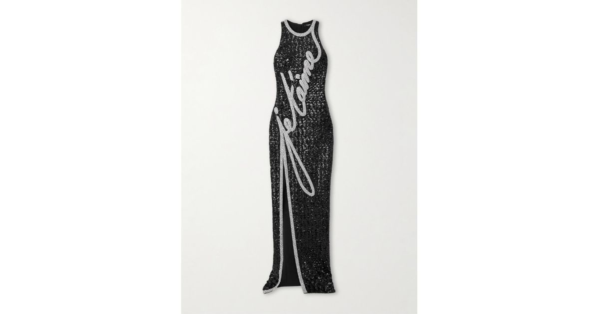 Balmain Crystal-Embellished Sequined Crepe Halterneck Maxi Dress in ...
