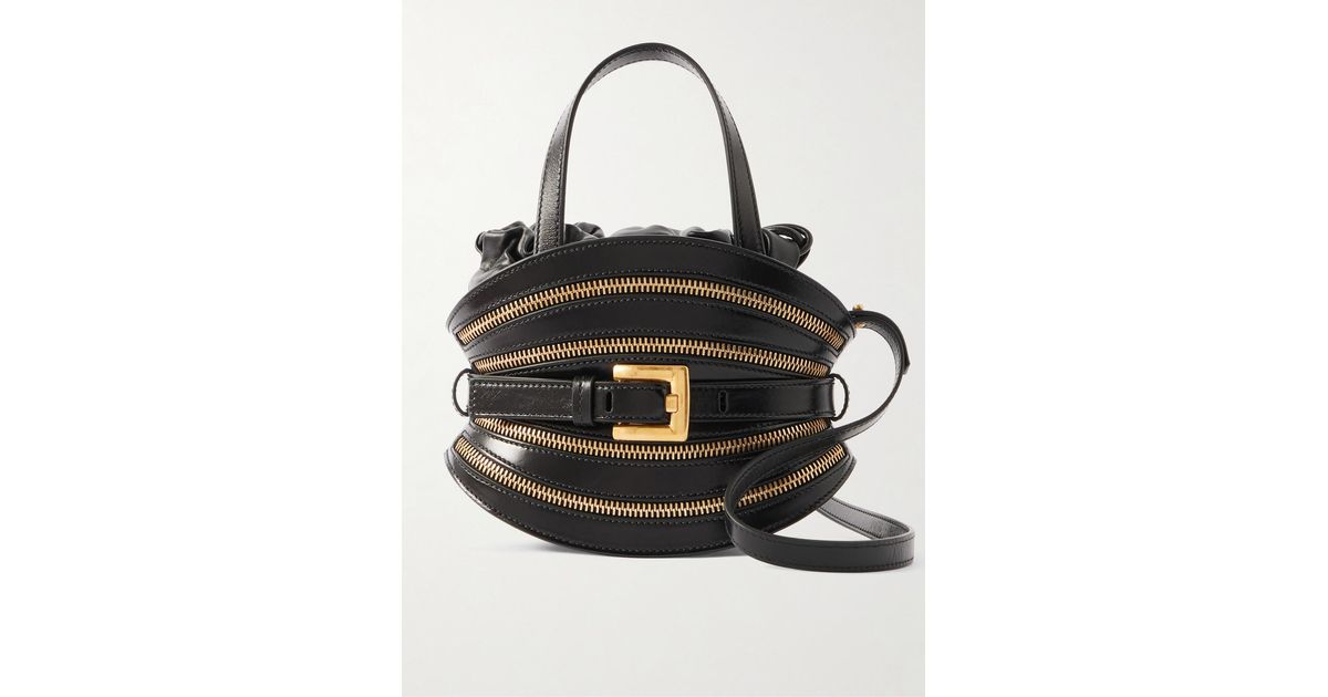 Balmain Shuffle Mini Embellished Leather Shoulder Bag in Black | Lyst