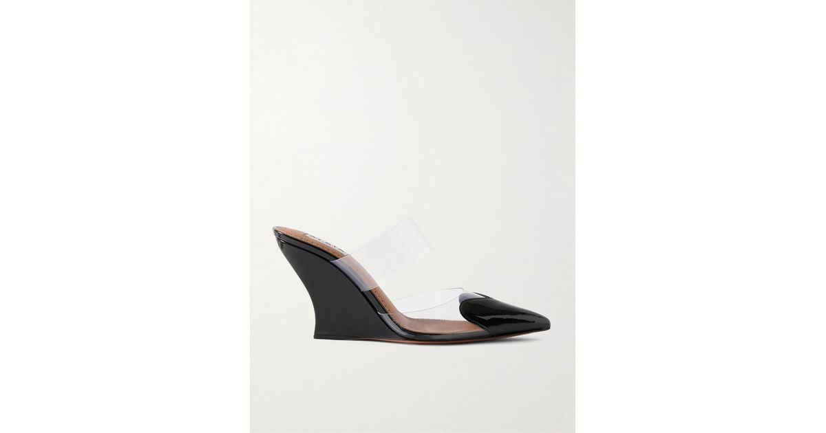 Alaïa Le Cœur Pvc; Leather Wedge Mules in Black | Lyst