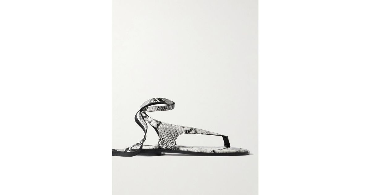 A.Emery Heidi Snake-Effect Leather Sandals in White | Lyst