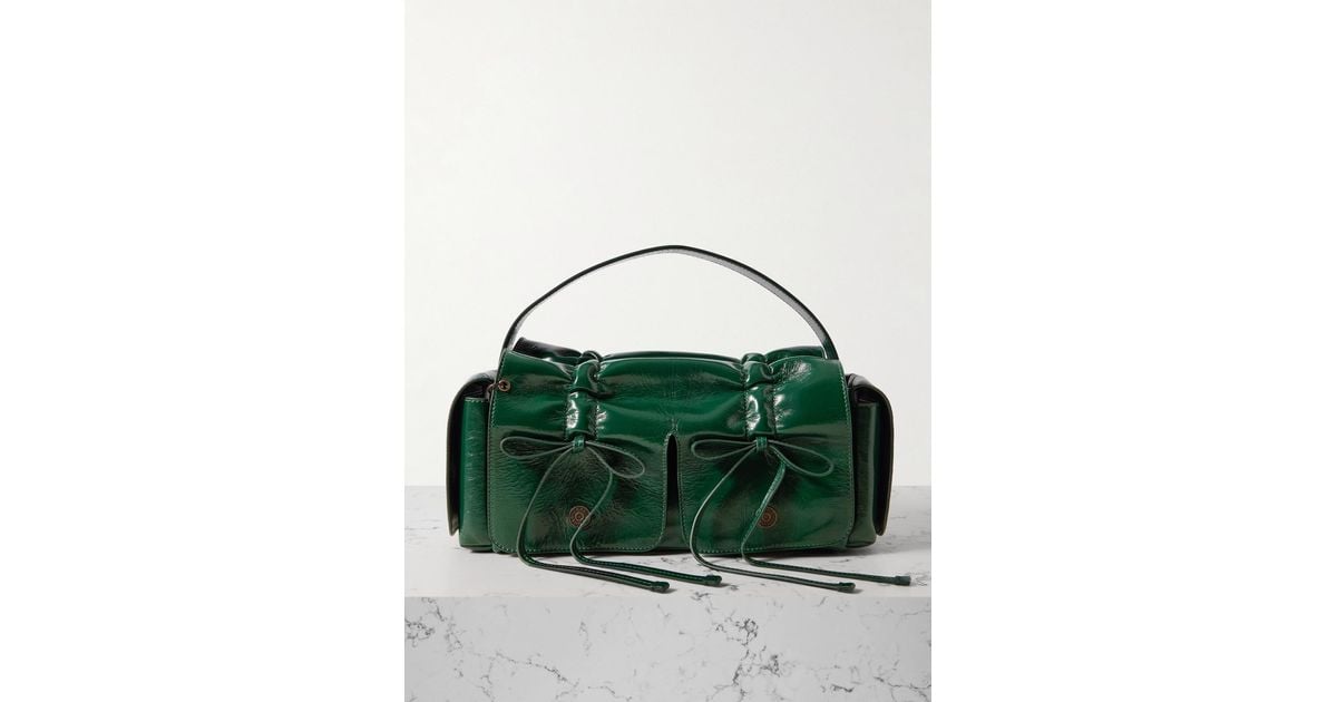 Acne Studios Multipocket Bow-Detailed Embellished Leather Shoulder Bag ...