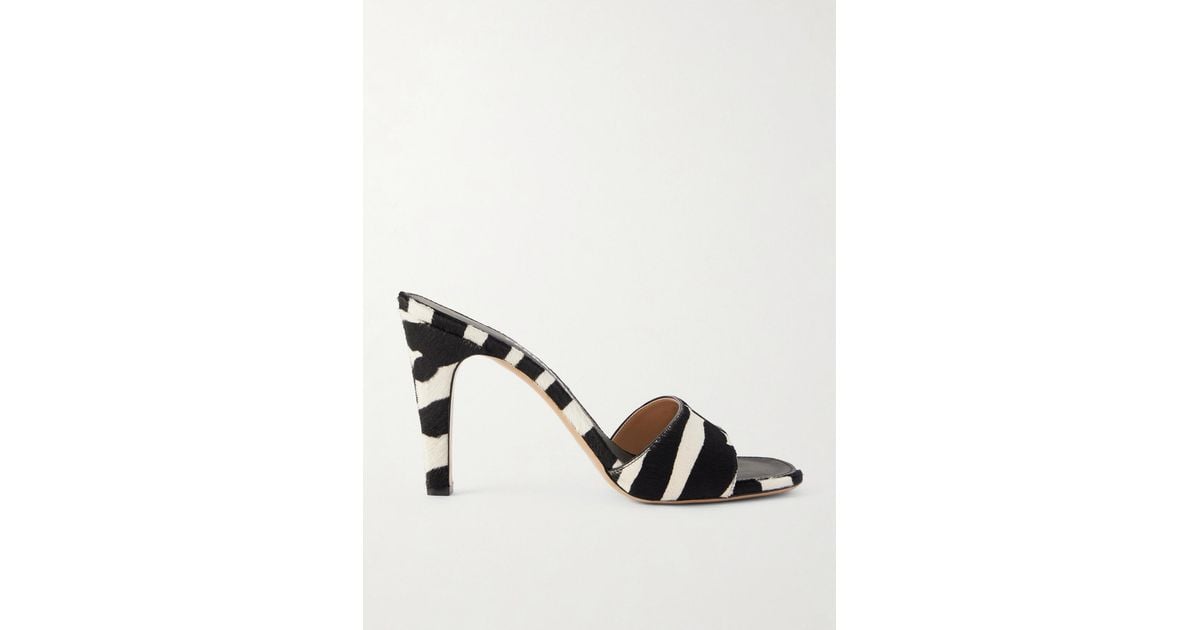 Ferragamo Tatiana Zebra-Print Calf-Hair Mules in Natural | Lyst UK