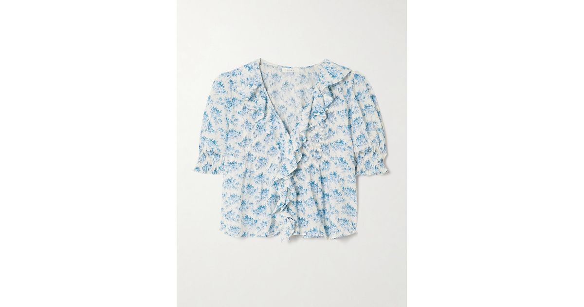 Doen Henri Ruffled Pintucked Floral-Print Organic Cotton-Voile Top in ...