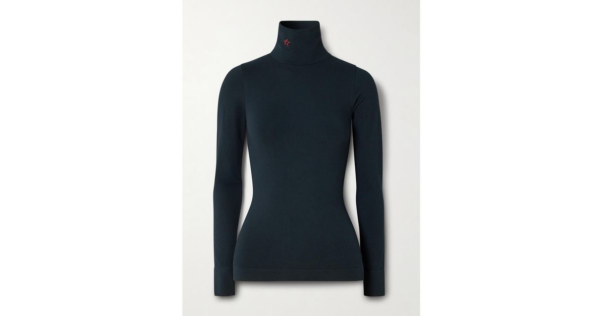 Perfect Moment Ribbed Thermal Modal-Blend Turtleneck Top in Blue | Lyst UK