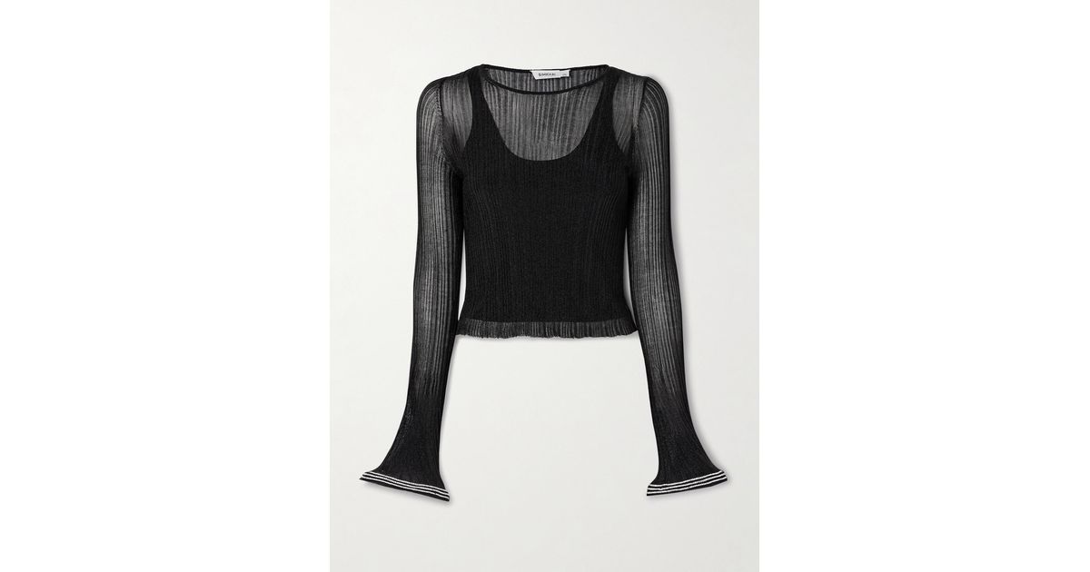 Jonathan Simkhai Maebry Crystal-Embellished Metallic Ribbed-Knit Top in ...