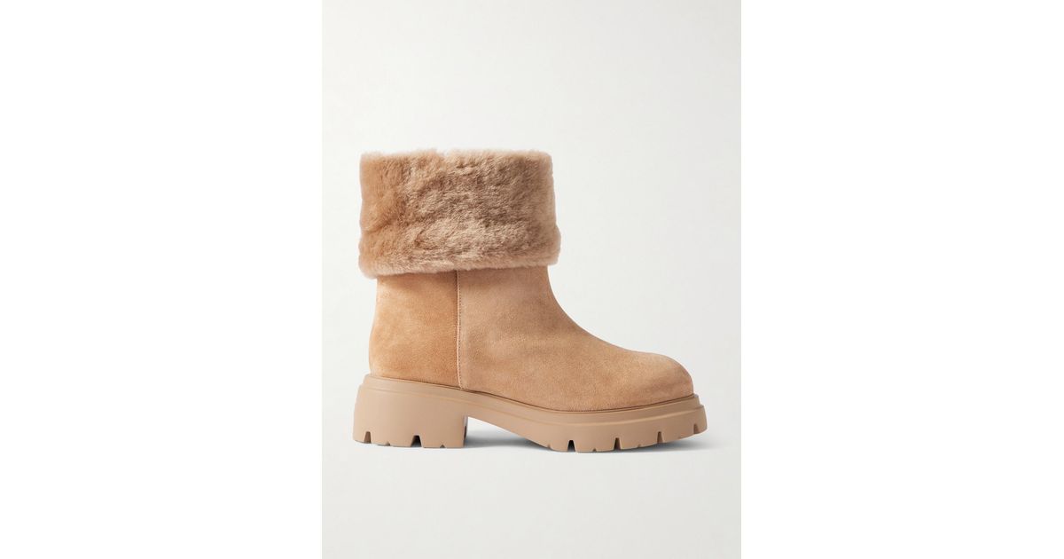 Stuart Weitzman Hudson Shearling Ankle Boots in Natural | Lyst UK