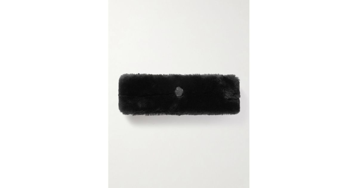 TOTEME Leather-Trimmed Shearling Headband in Black | Lyst UK