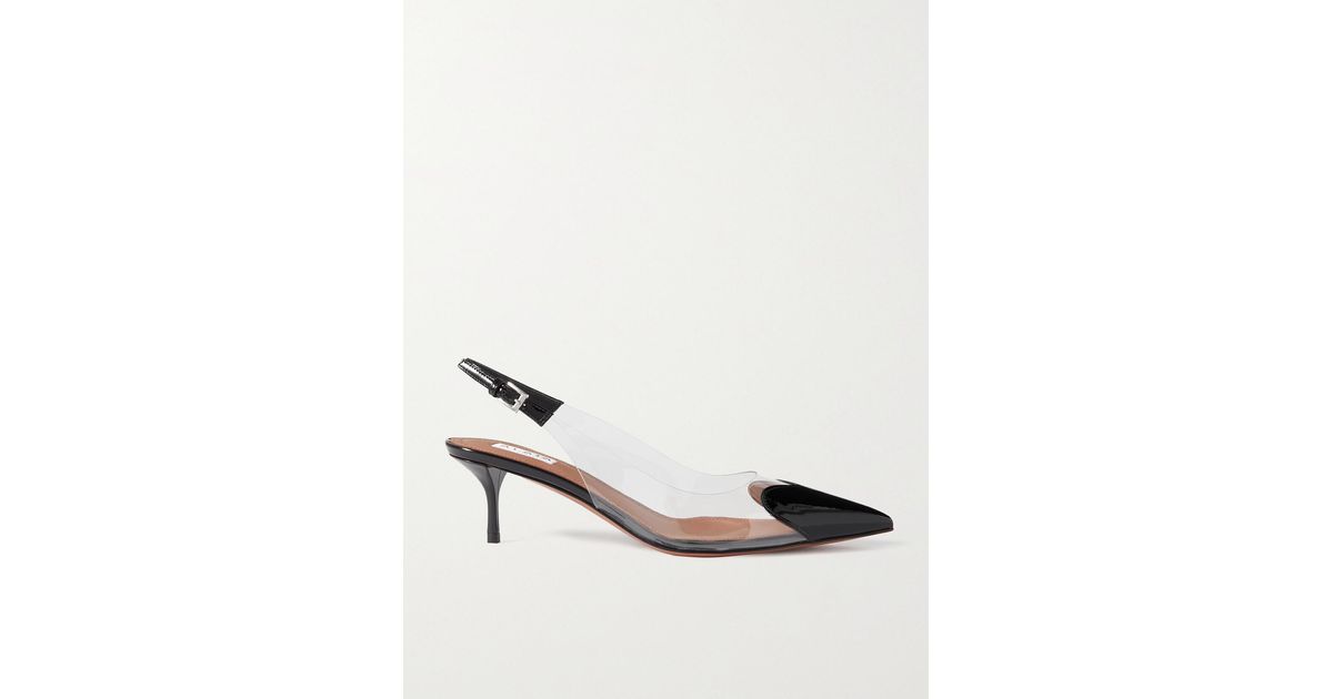 Alaïa Le Cœur 55 Pu And Patent-Leather Slingback Pumps in Natural | Lyst
