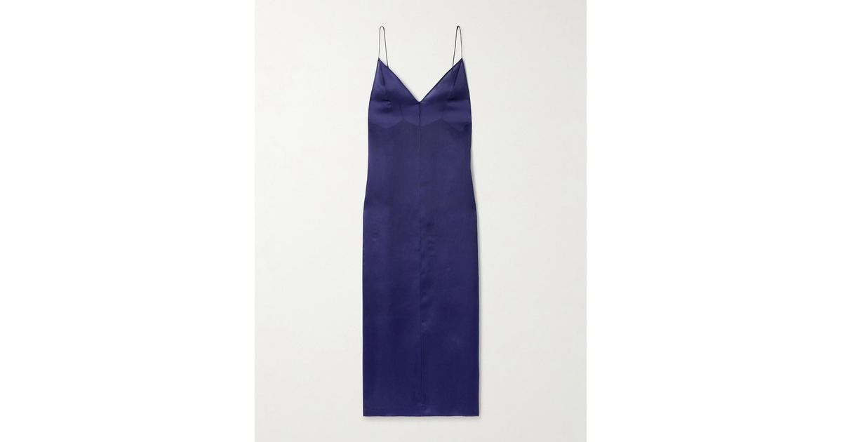 KHAITE Tulula Silk-Organza Midi Dress in Blue | Lyst