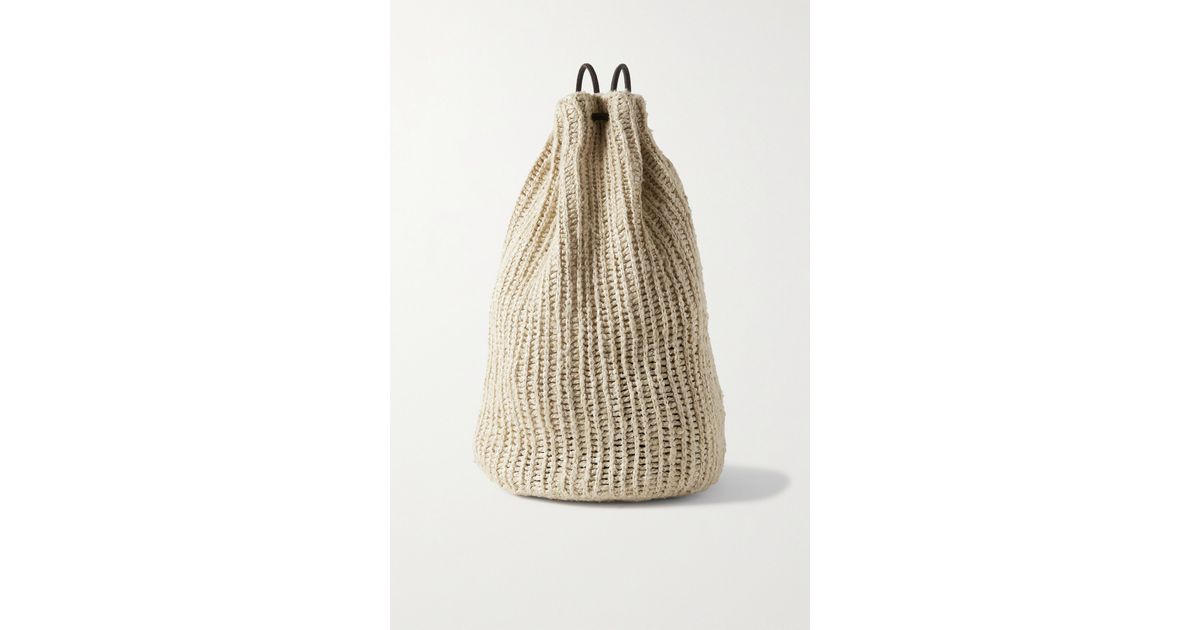 The Row Massimo Leather-trimmed Raffia Backpack | Lyst