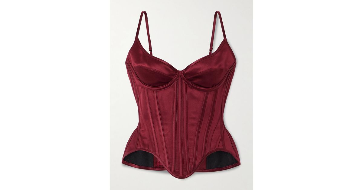 Wiederhoeft Salon Silk-Satin Bustier Top in Red | Lyst