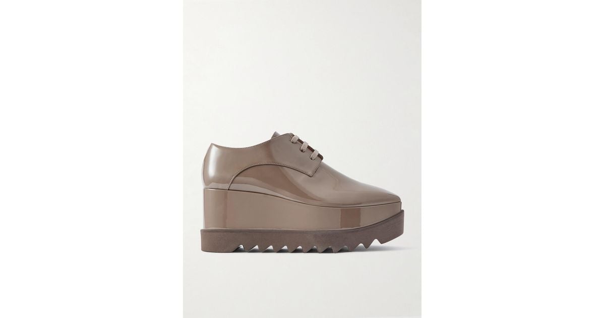 Stella McCartney Elyse Glossed Brogues in Brown | Lyst UK