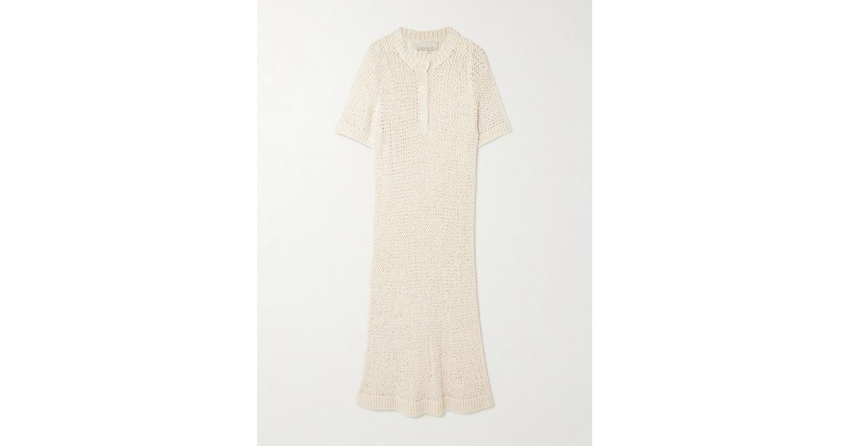LIBEROWE Ollie Open-Knit Maxi Dress in White | Lyst