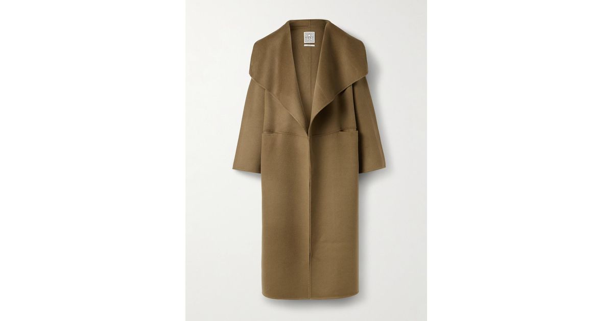 TOTEME Draped Wool And Cashmere-Blend Felt Coat in Green | Lyst UK