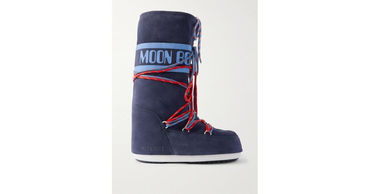 Moon Boot Icon Suede Snow Boots in Blue | Lyst UK