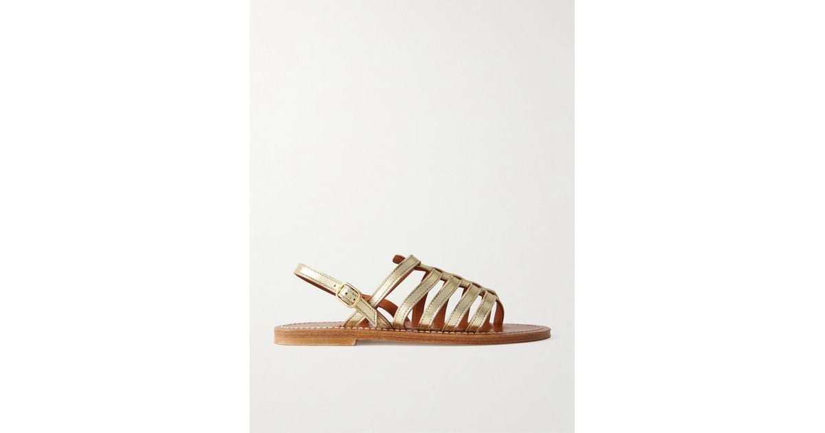 K. Jacques Homere Metallic Leather Sandals in Natural | Lyst