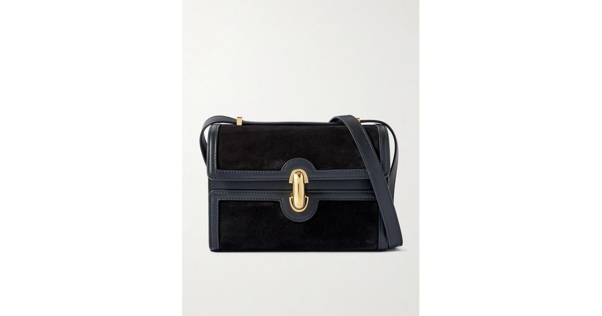 SAVETTE Symmetry 19 Leather-Trimmed Suede Shoulder Bag in Black | Lyst