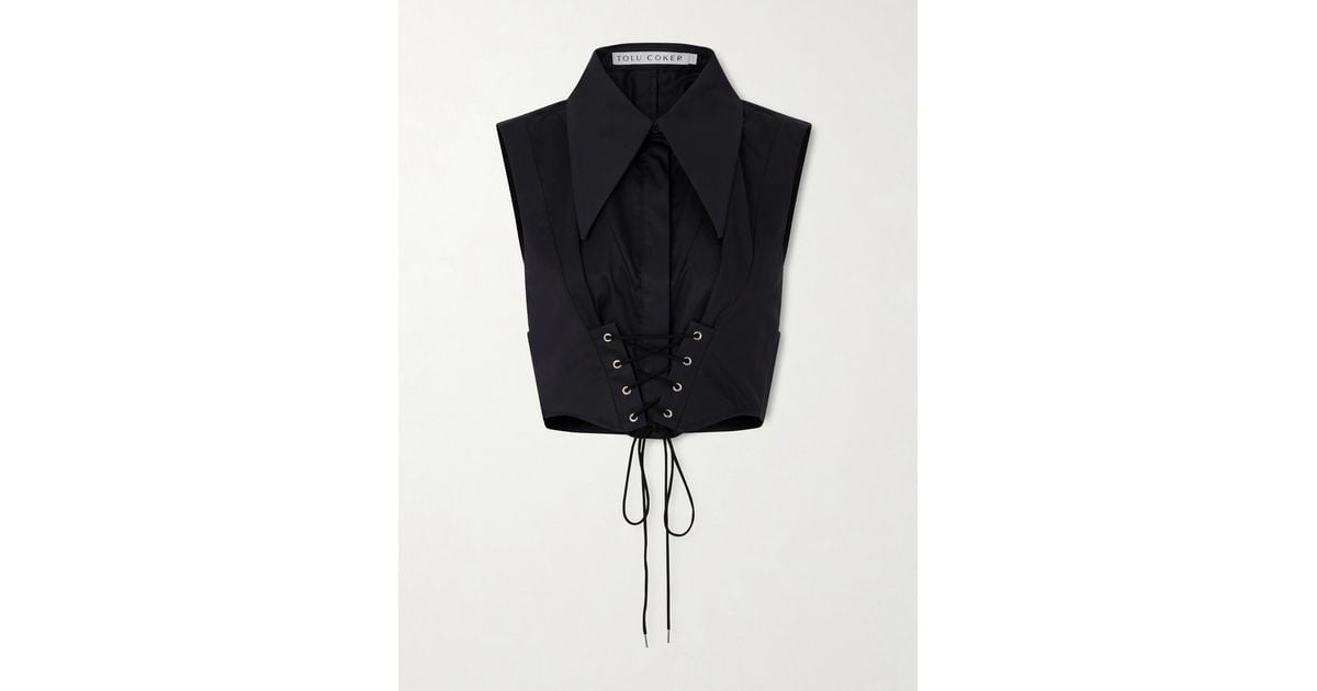 Tolu Coker Cotton-Sateen Corset Top in Black | Lyst UK