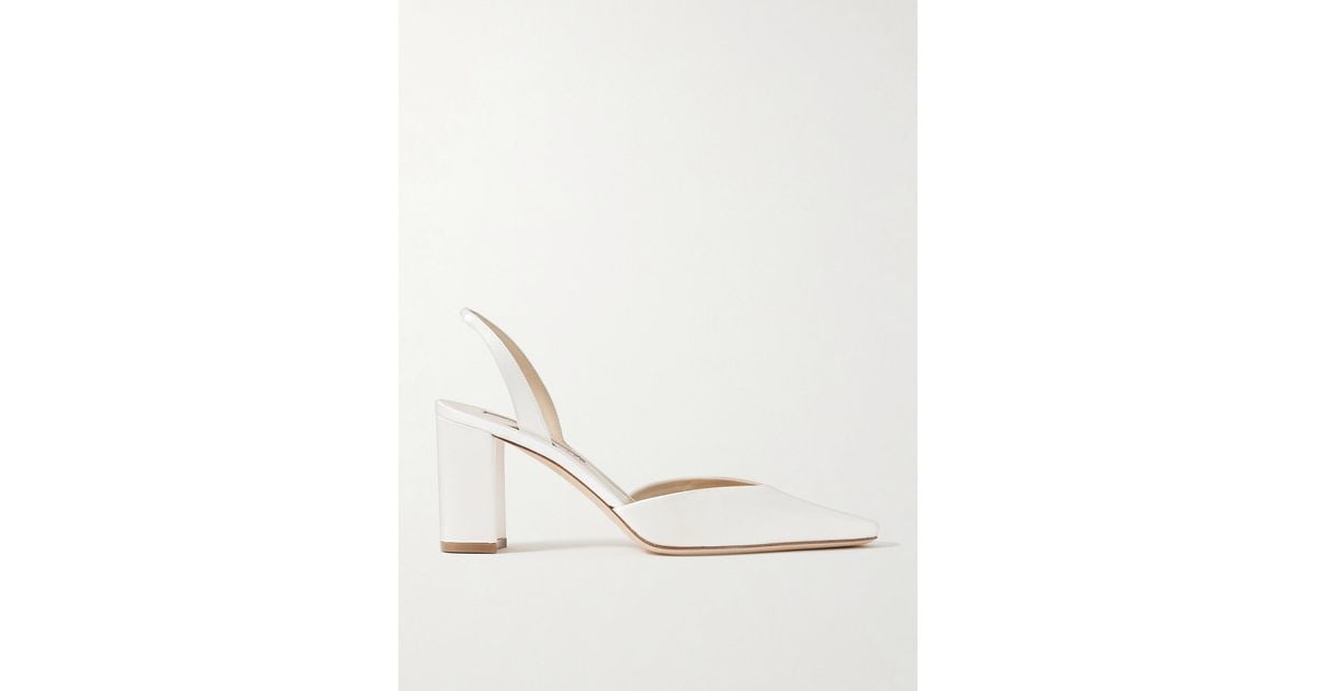 Danielle Frankel Juno Satin Slingback Pumps in Natural | Lyst