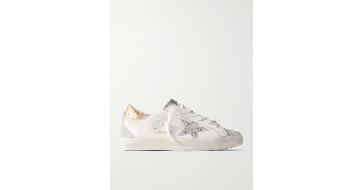 Golden Goose Super-Star Embellished Distressed Suede And Leather ...