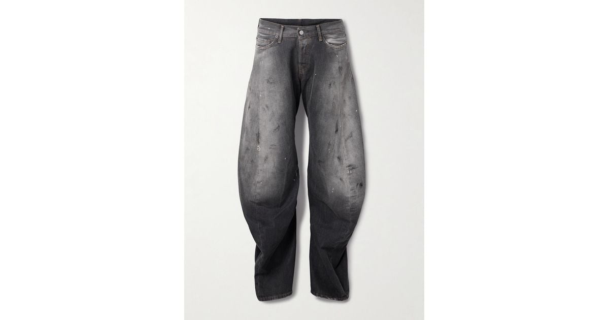 Acne Studios 2006 Paint-Splattered Low-Rise Barrel-Leg Jeans in Gray | Lyst