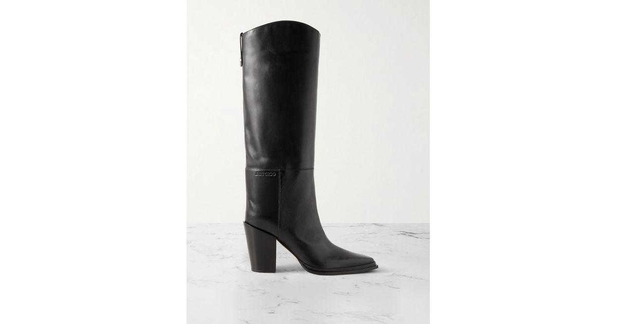 Jimmy Choo Cece 80 Leather Knee Boots in Black | Lyst