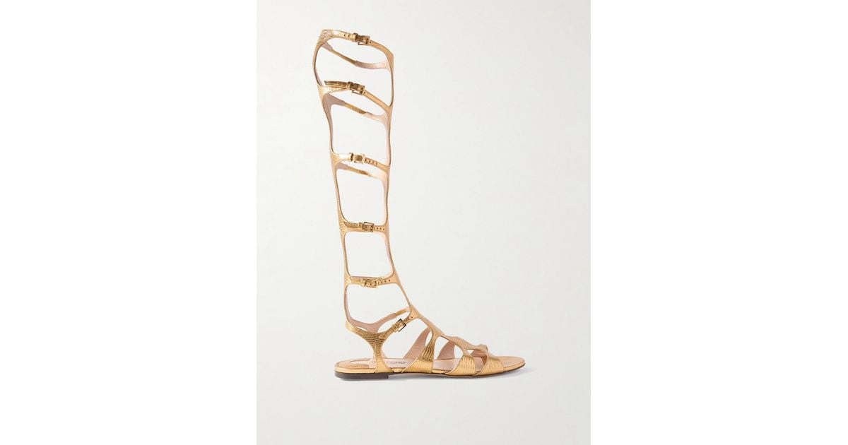 Tom Ford Paradise Lizard-Effect Leather Sandals in Natural | Lyst