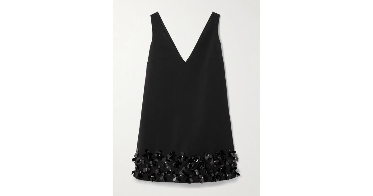 Self-Portrait Embellished Satin-Crepe Mini Dress in Black | Lyst UK
