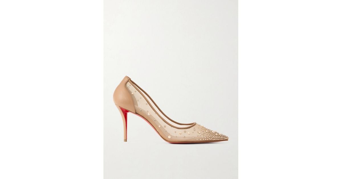 Christian Louboutin Miss Z 80 Leather-Trimmed Embellished Mesh Pumps in ...