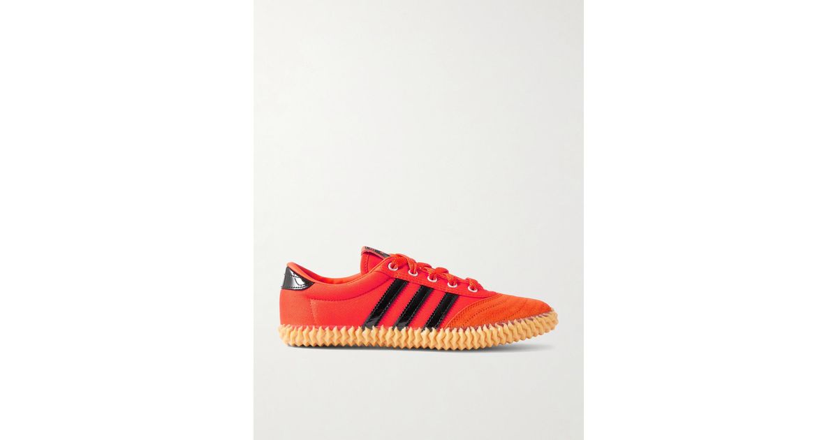 adidas Originals Volley Plimsole Suede And Patent Leather-Trimmed ...