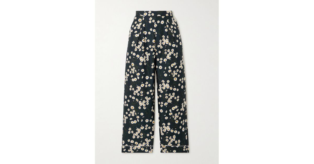 Eres Romance Beaucoup Piped Floral-Print Cotton And Silk-Blend Pajama ...
