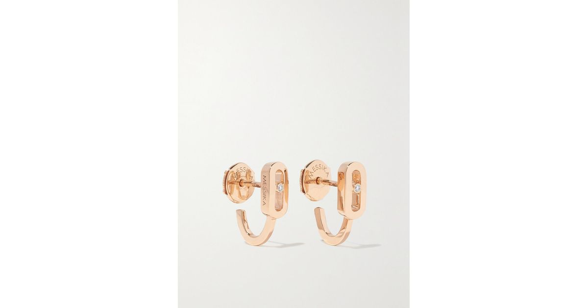 Messika Move Classique 18-Karat Rose Diamond Hoop Earrings in Natural ...