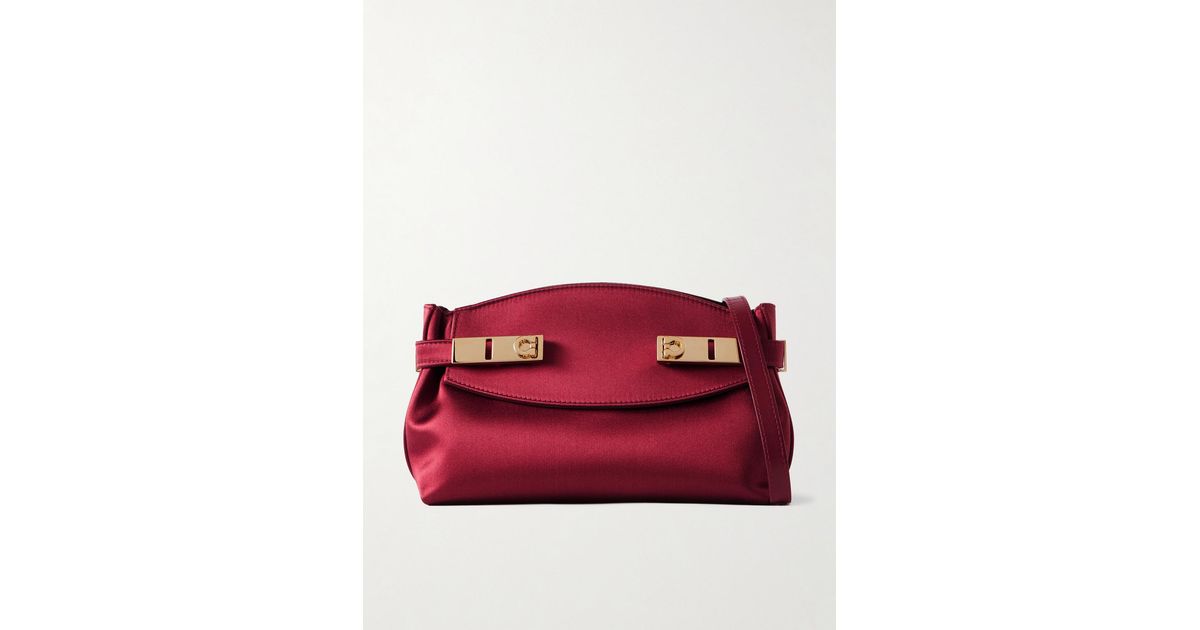Ferragamo Hug Satin Shoulder Bag in Red | Lyst